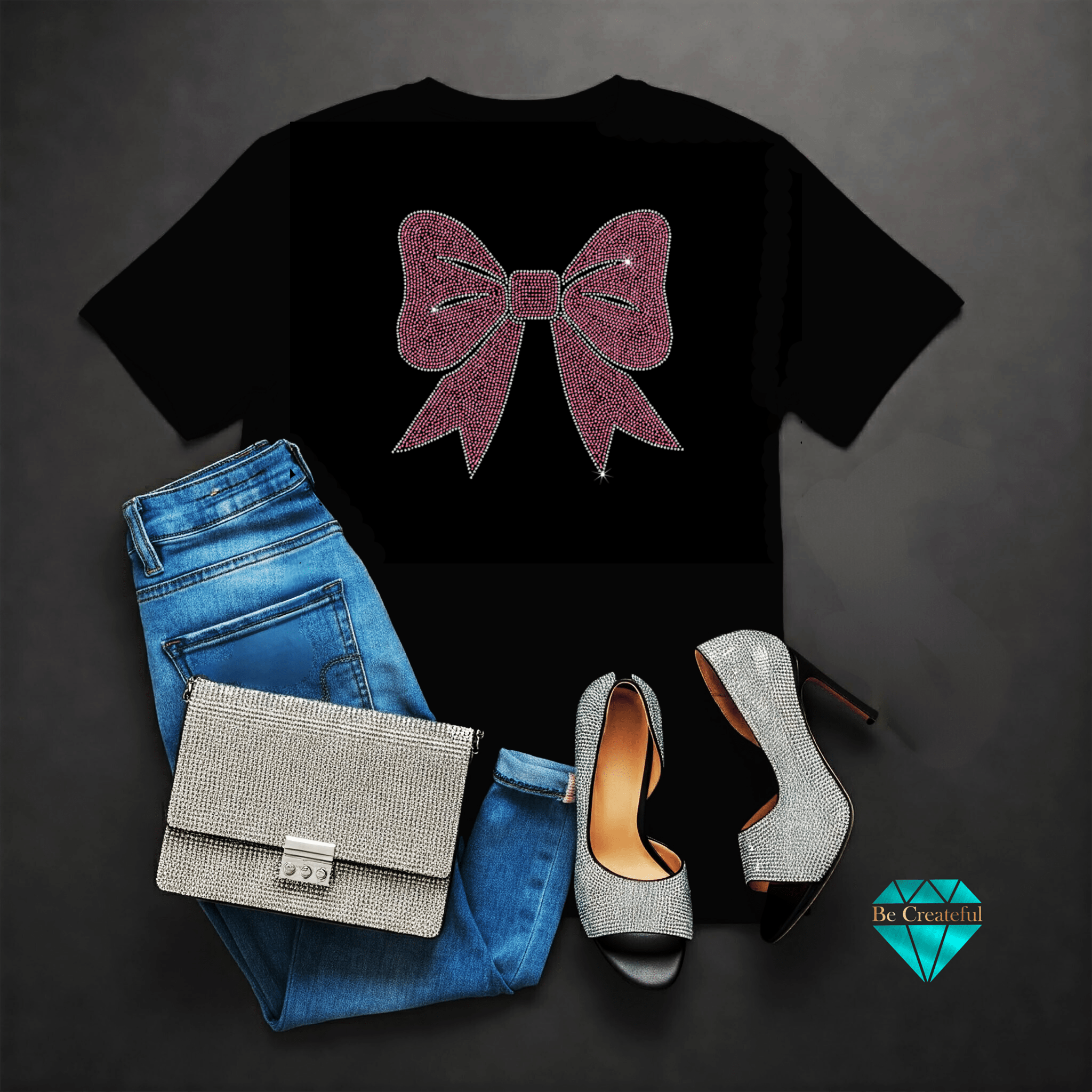 Large Bow Rhinestone Transfer - Rhinestone Bow Transfer – Be Createful