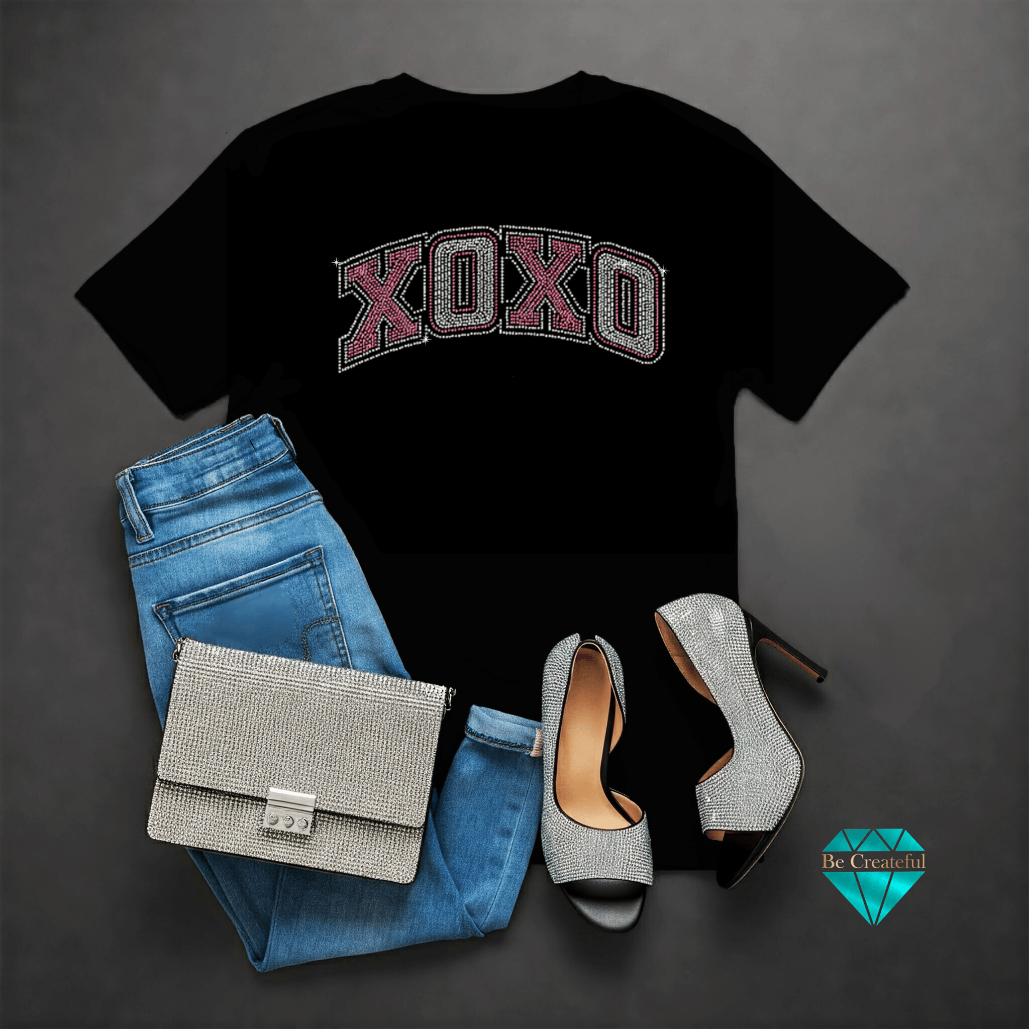 XOXO Rhinestone Transfer - Hotfix Rhinestone Transfers that sparkle! – Be Createful