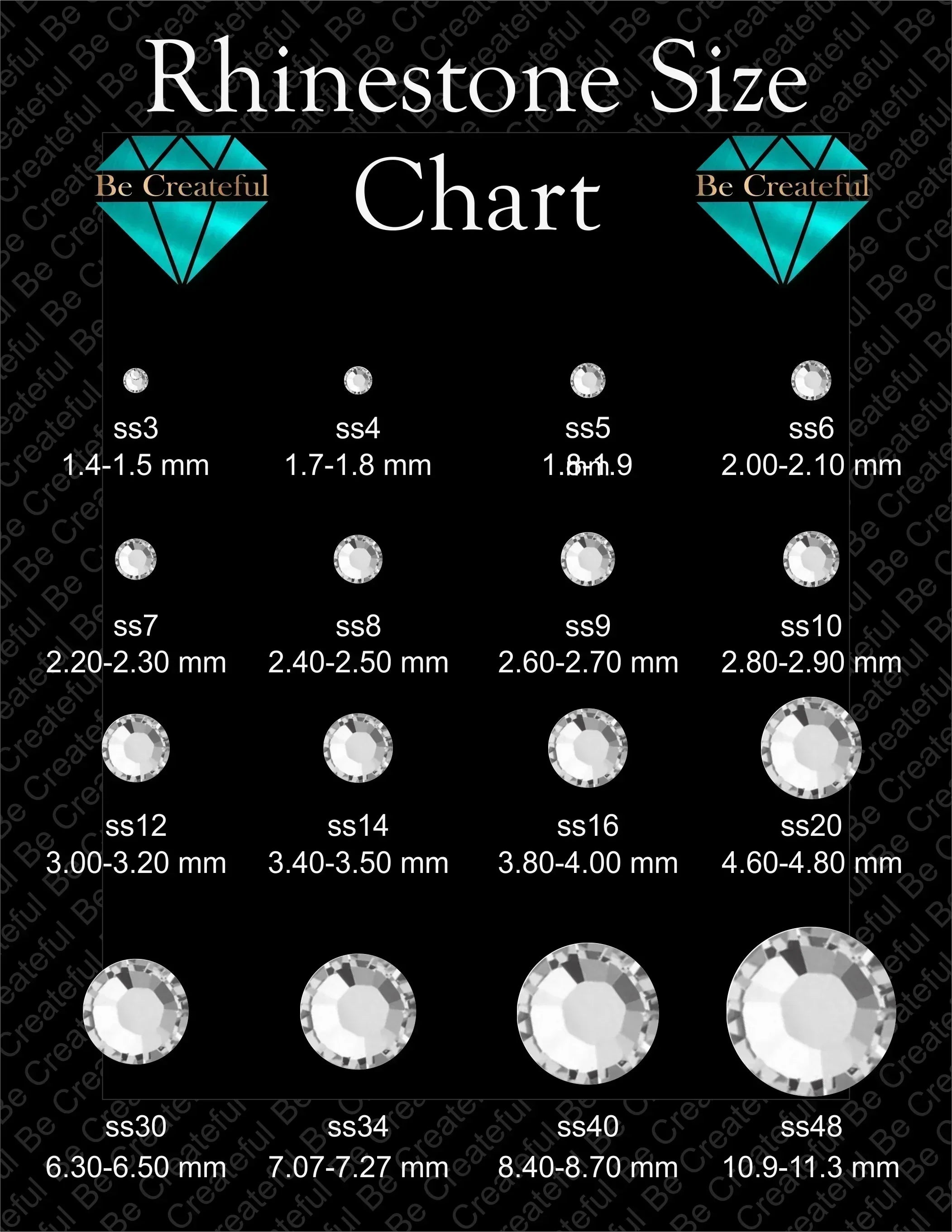 Rhinestone Size Chart: Complete SS Size Guide | Be Createful