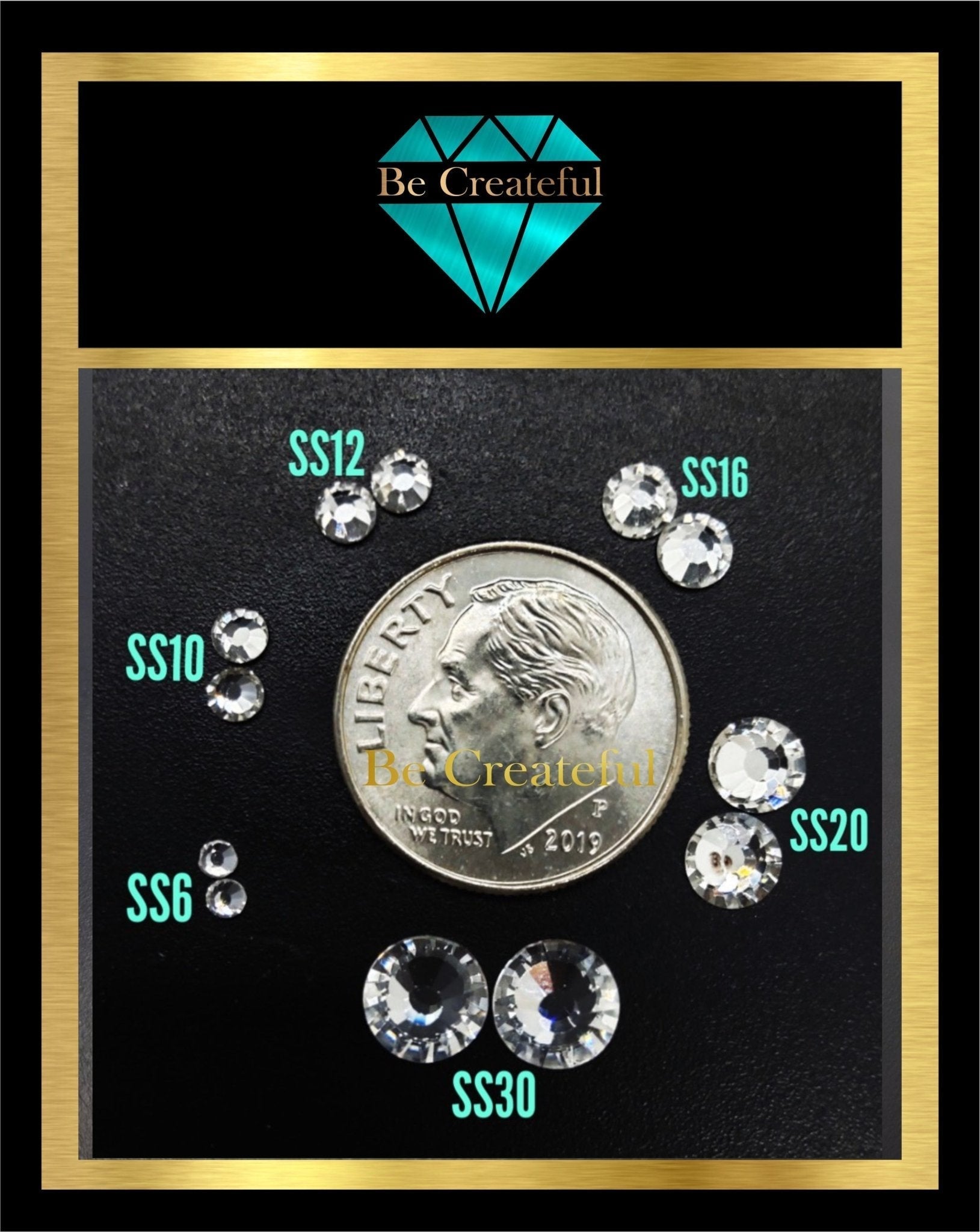 Rhinestone Size Chart: Comparing SS6, SS10, SS16, SS20, SS30 – Be Createful