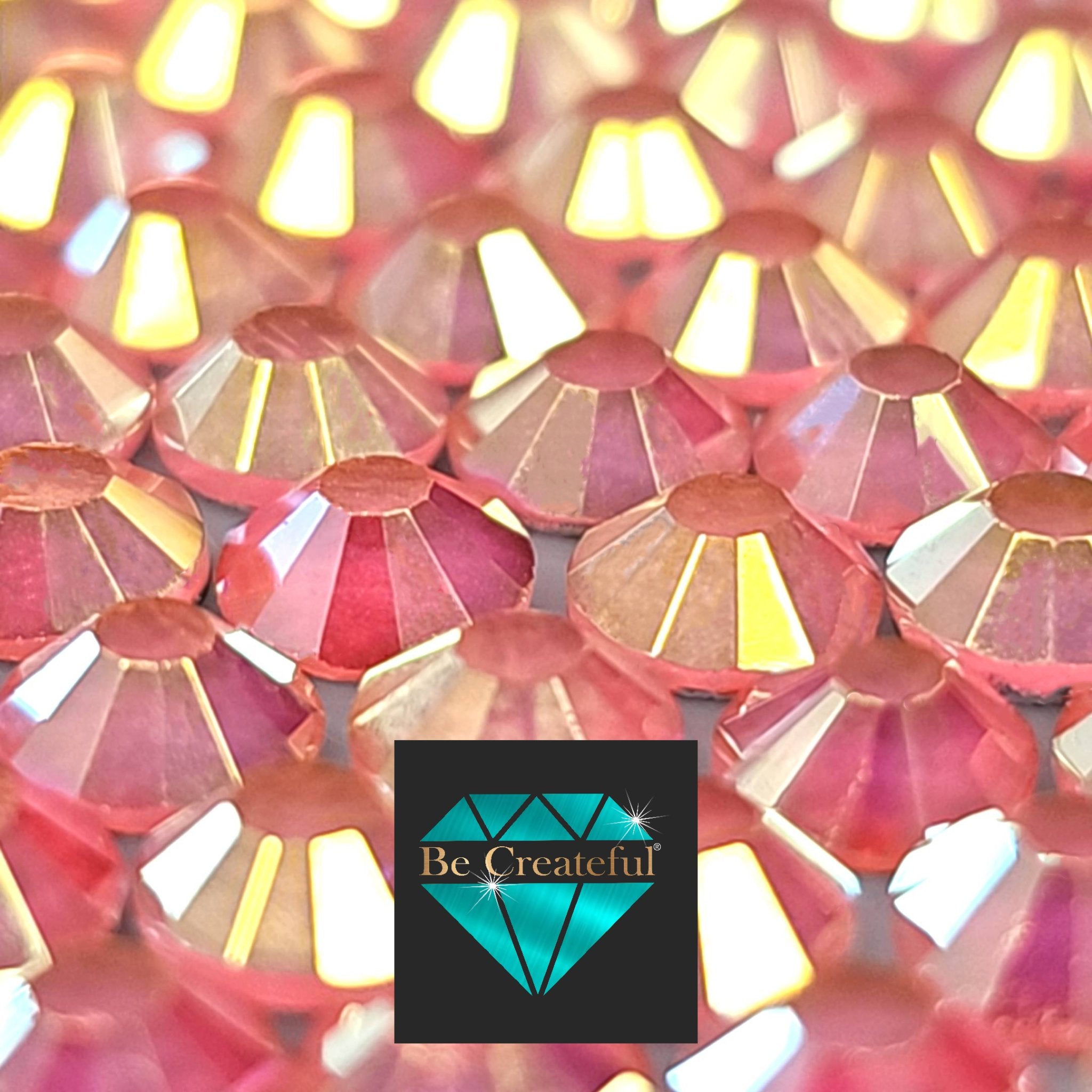 FLATBACK Caribbean Coral Glass Flatback Rhinestones - Fast Shipping ...