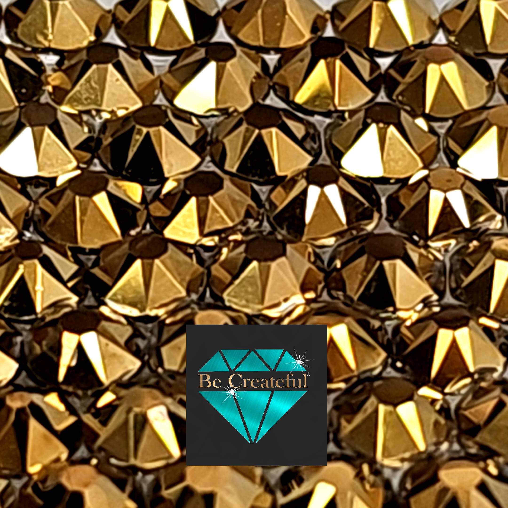 FLATBACK LUXE® Aurum Gold Foil Glass Rhinestones 16 Facet Rhinestone ...