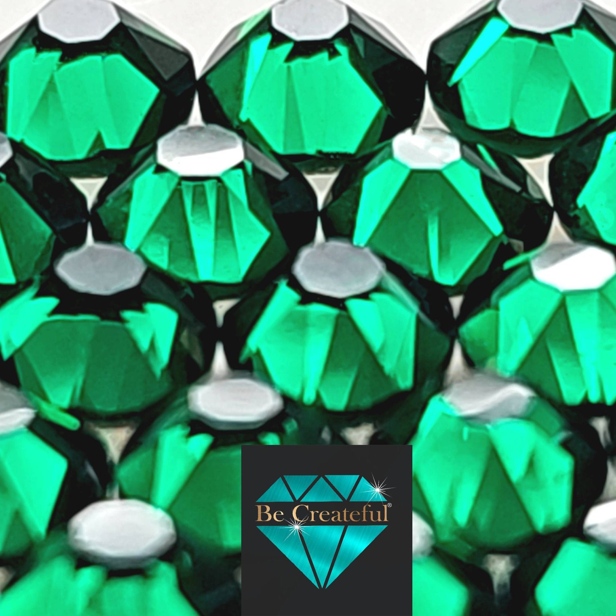 Flatback LUXE™ Emerald Green Foil Glass Rhinestones – Be Createful