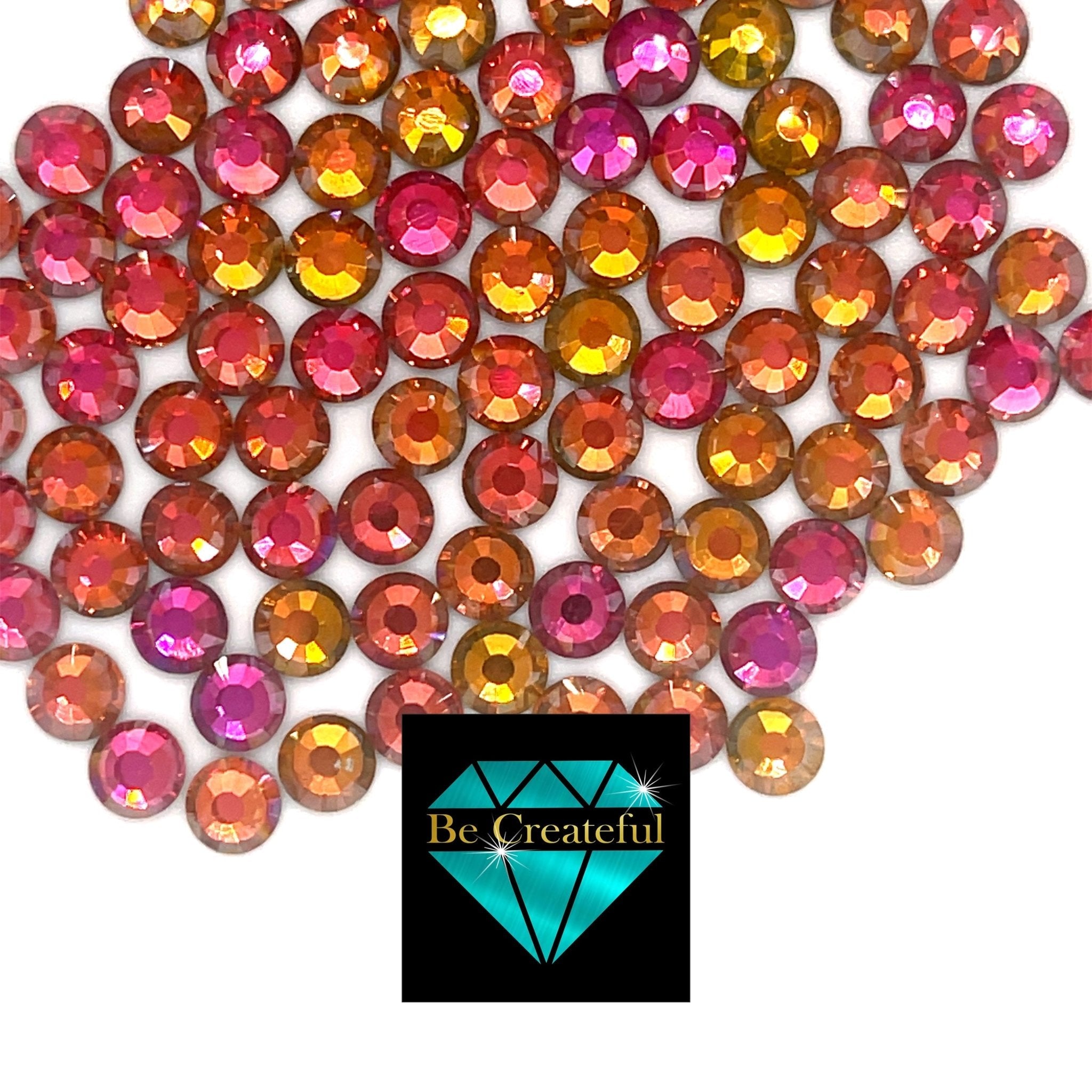 Flatback Aurora Siam Glass Rhinestones - Foiled Flatback Rhinestone ...