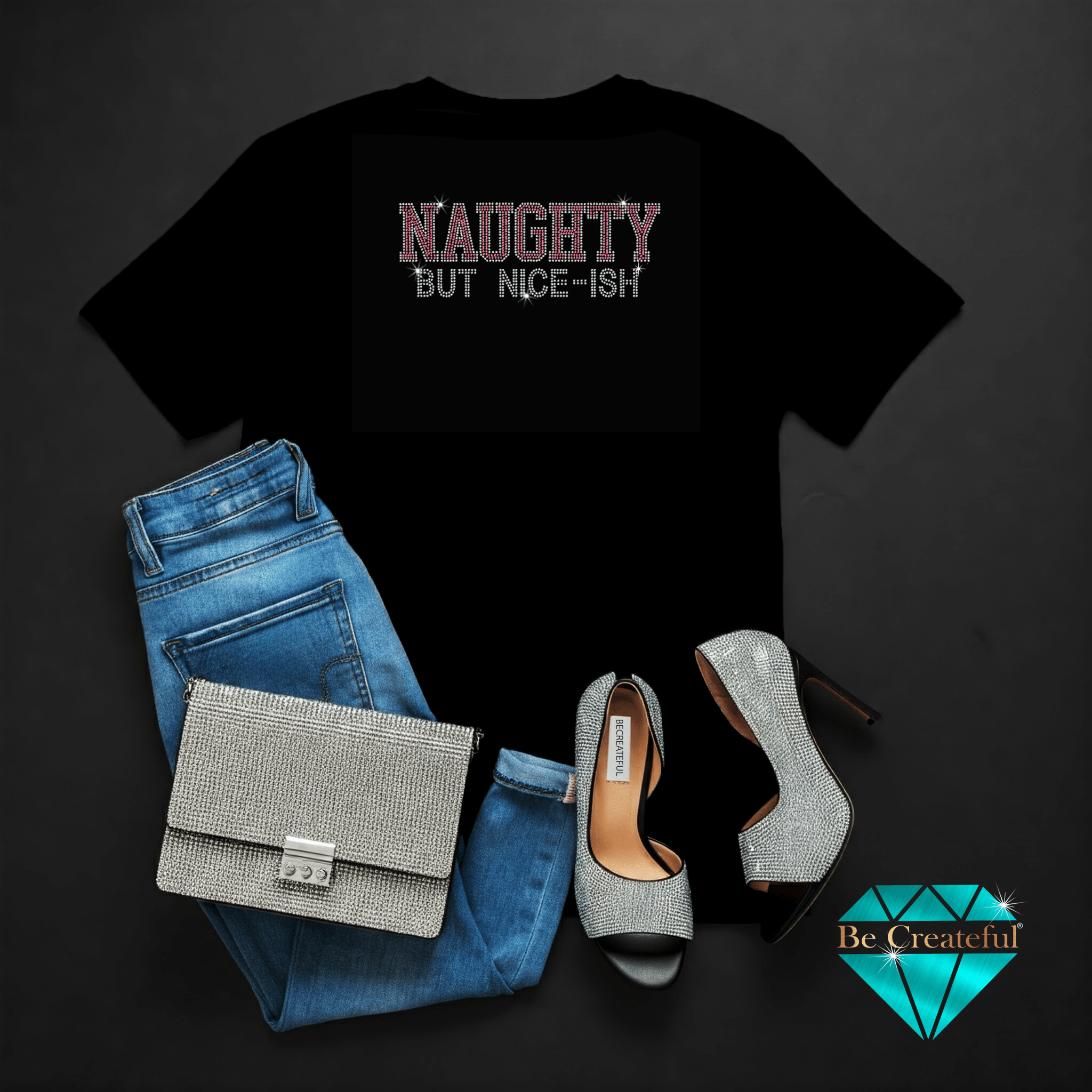 Naughty But Nice-Ish Rhinestone Transfer - Christmas Transfer – Be ...