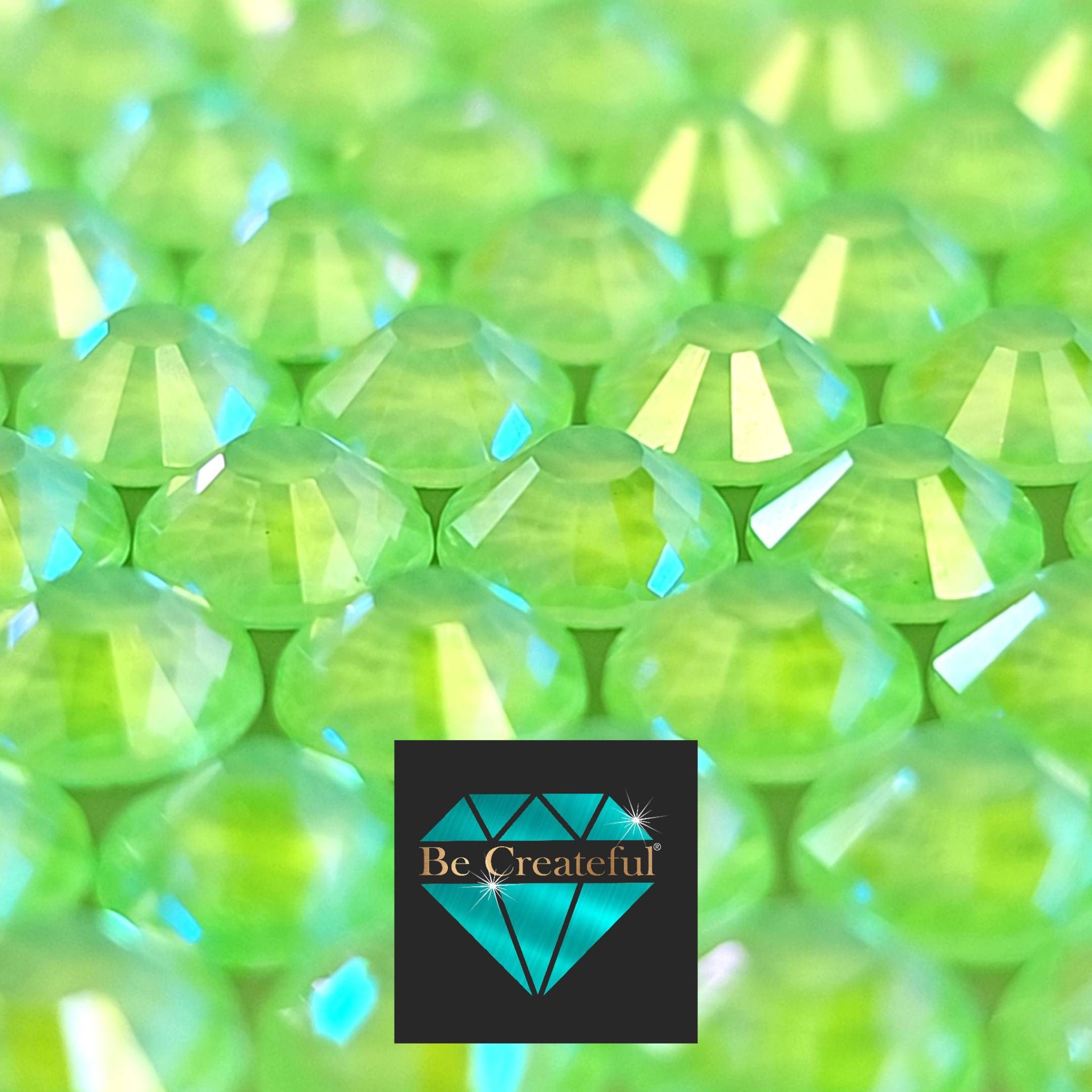 FLATBACK Neon Peridot AB Glass Flatback Rhinestones - Fast Shipping ...