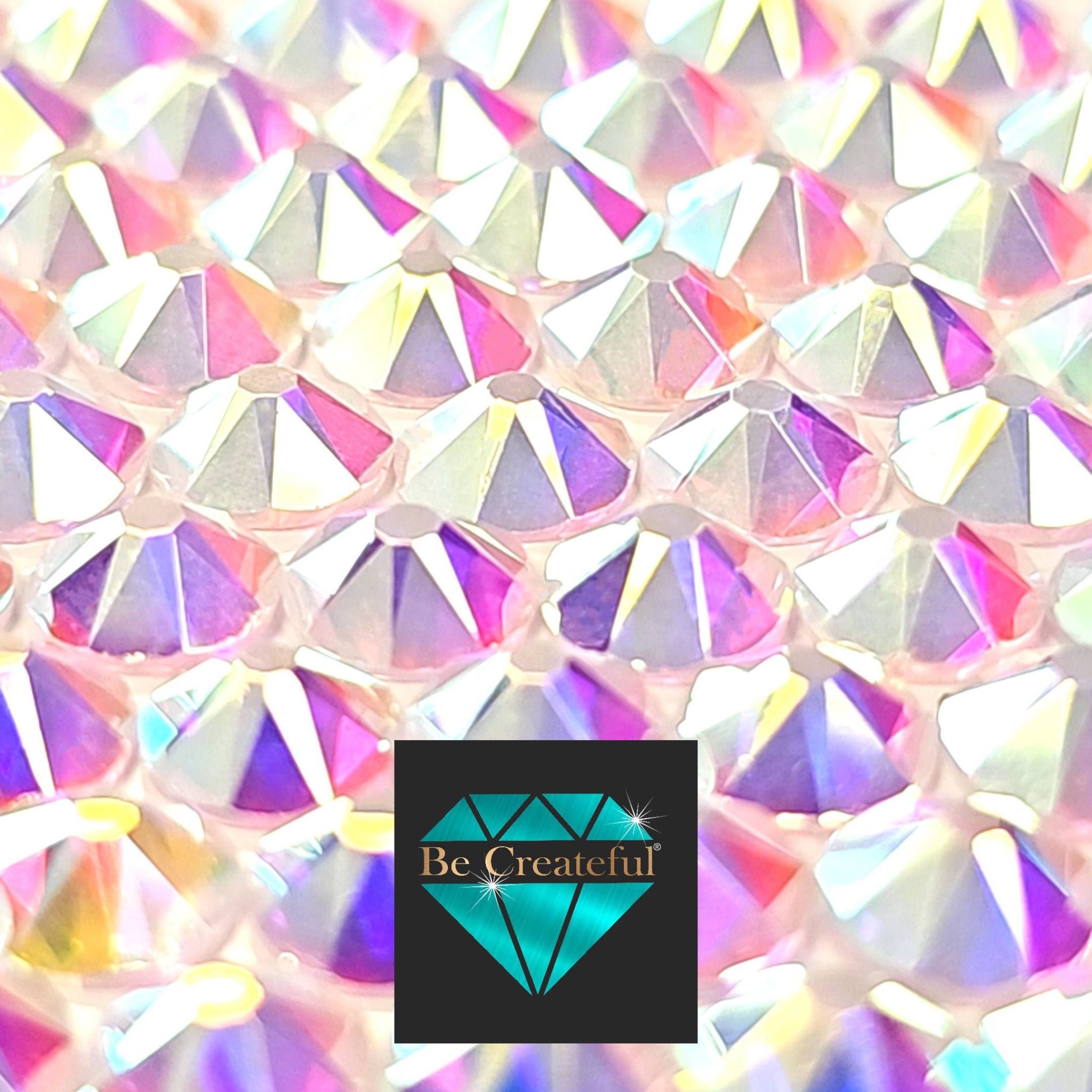 FLATBACK LUXE Transparent AB Foil Glass Rhinestones 16 Facet Rhinestone ...