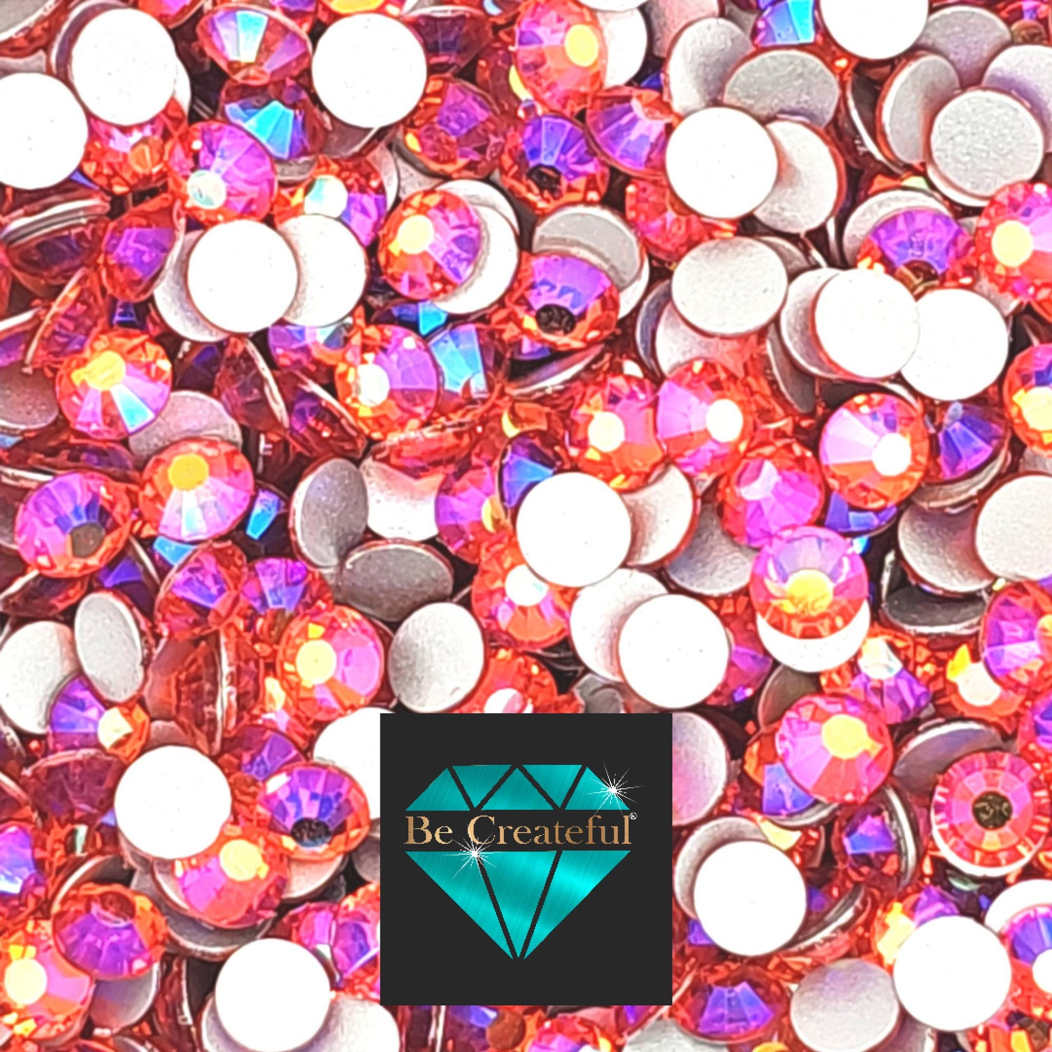 Be Createful - Flatback Foil Hyacinth AB Glass Rhinestones - Fast Shipping