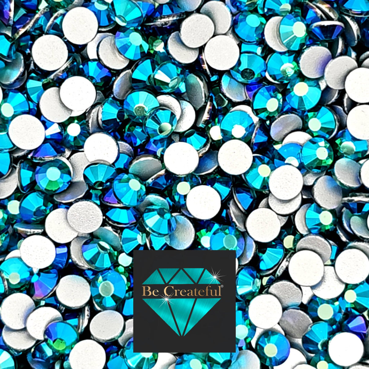 FLATBACK Peacock AB Glass Rhinestones - Flatback Rhinestone – Be Createful