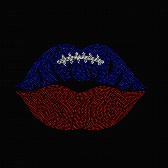 Football Lace Lips Rhinestone Transfer - Hotfix Rhinestone Transfer ...